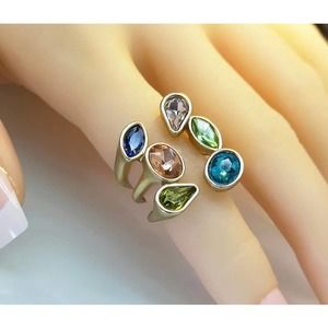 Boutique | Jewelry | Exaggerated Oval Crystal Water Droplets Ring | Poshmark